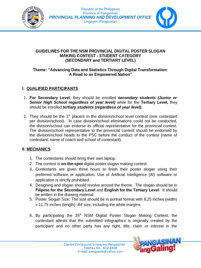 Digital Poster Slogan Contest Guidelines | PDF