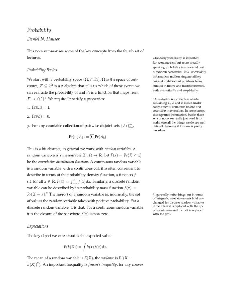Probability Summary | PDF | Expected Value | Random Variable