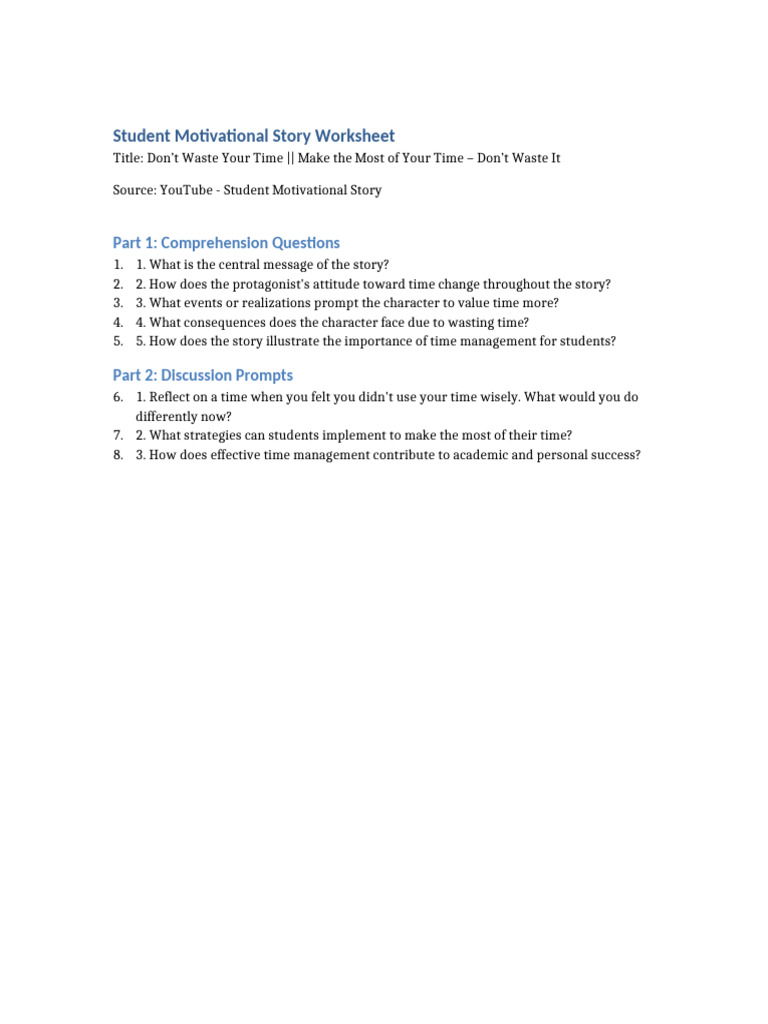 Student Time Management Worksheet | PDF