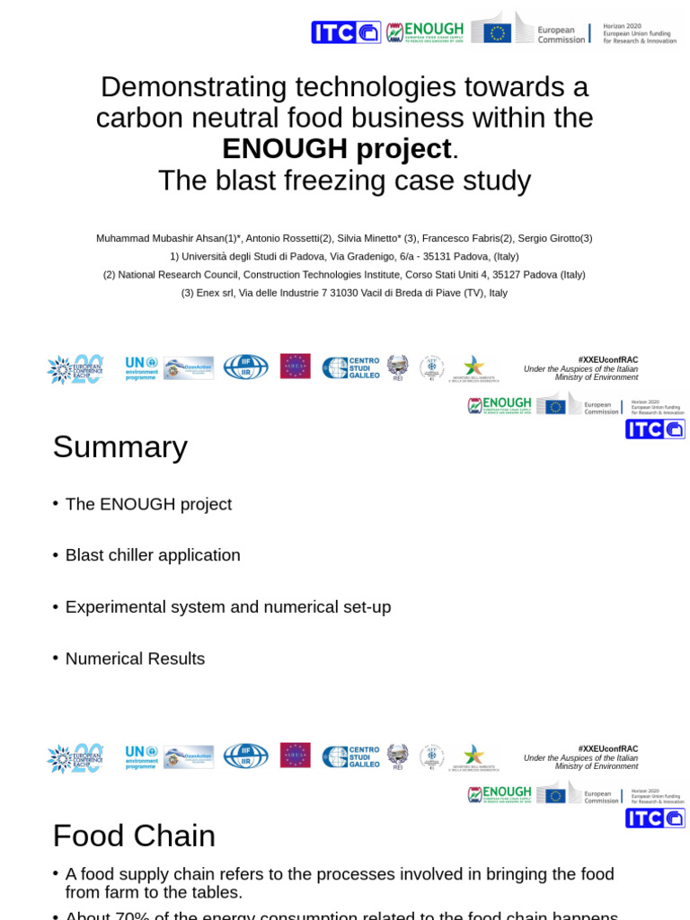 EU ENOUGH Project. The Blast Freezing Case Study | PDF | Temperature | Pump