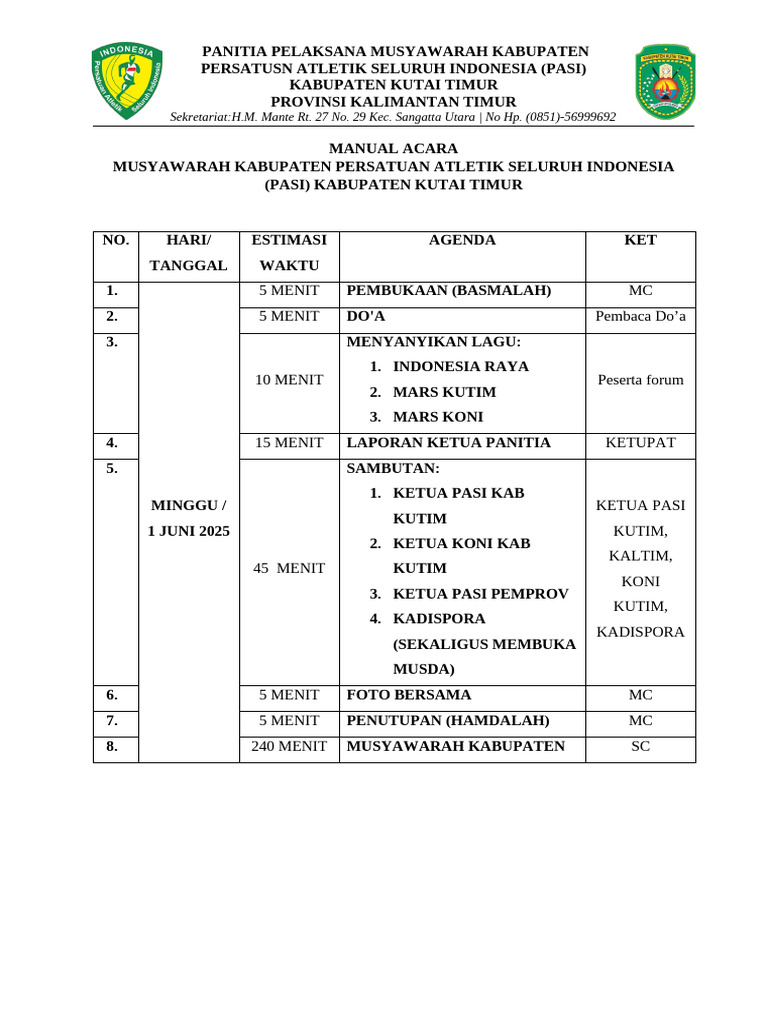 Manual Acara Muskab | PDF
