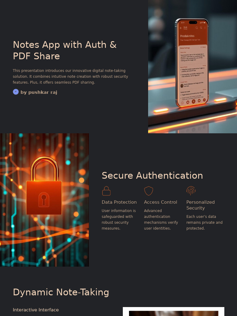 Notes App With Auth and PDF Share With Speaker Notes | PDF