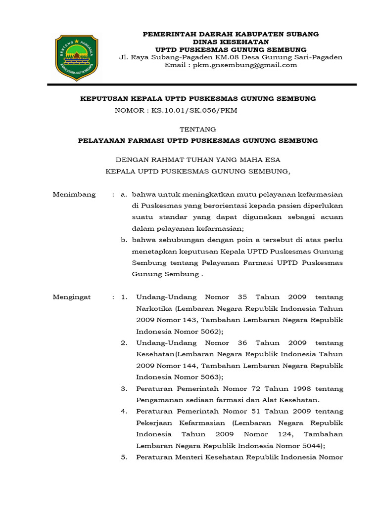 Pelayanan Farmasi Puskesmas Gunung Sembung | PDF