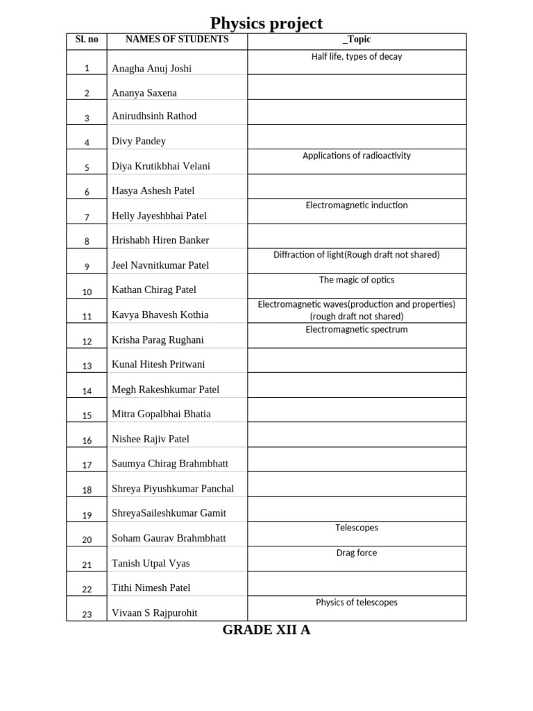 12 A 2026 Project Topics 2 | PDF