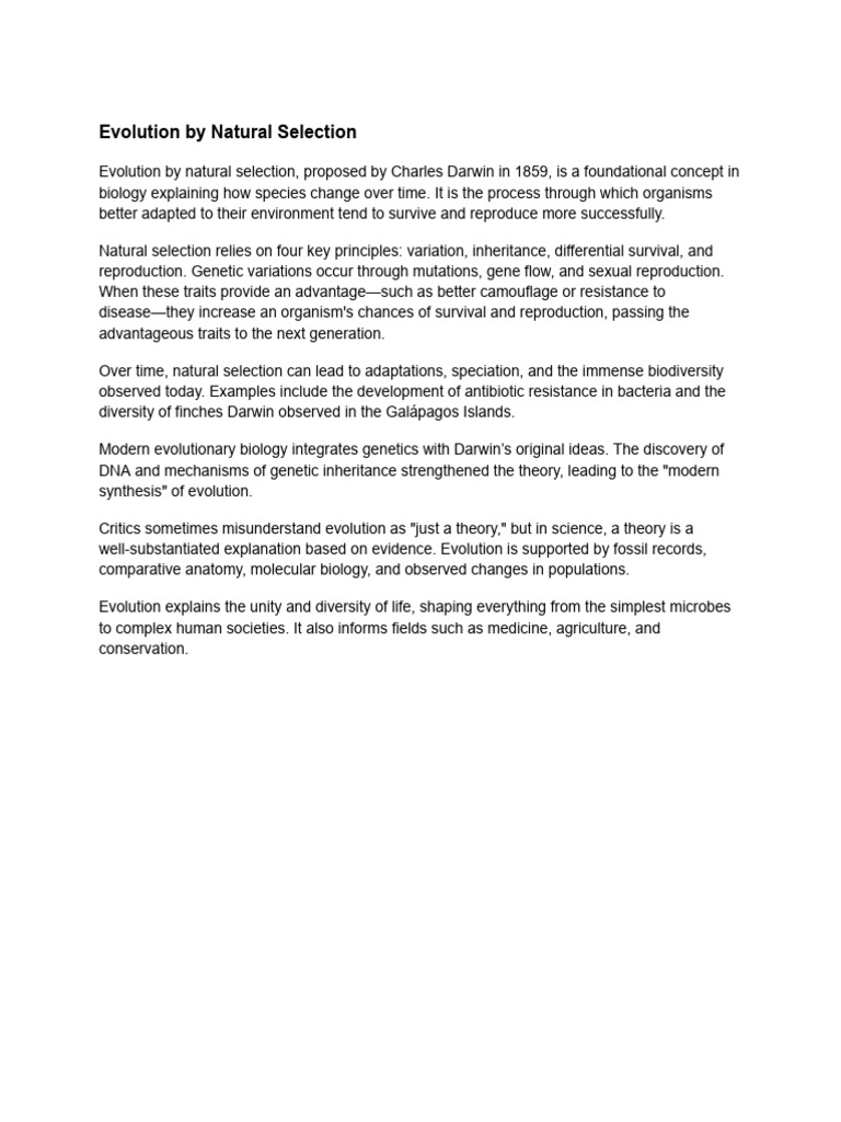 Evolution by Natural Selection | PDF