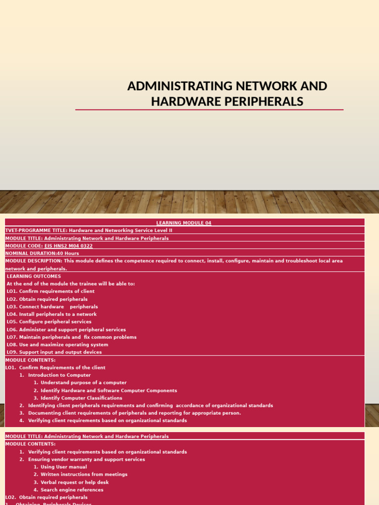 Administrating Network and Hardware Peripherals | PDF | Computer Network | Network Topology