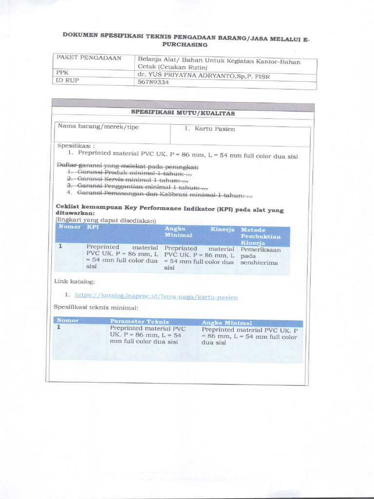 Spesifikasi Dan Penetapan Belanja Cetak_compressed | PDF