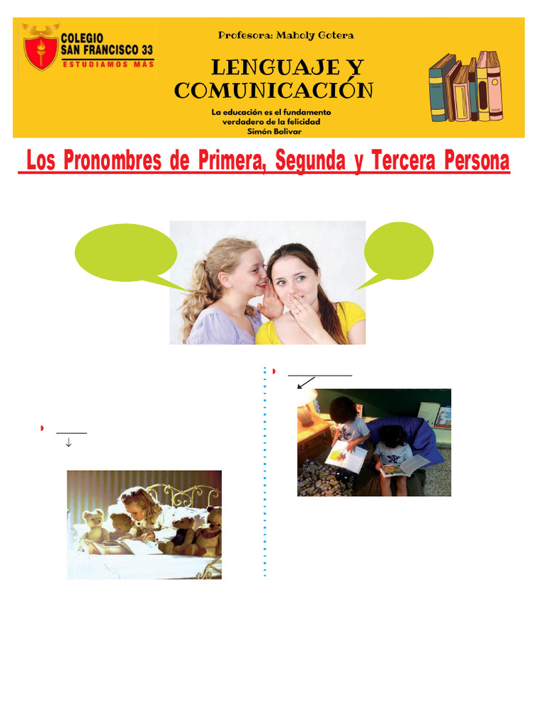 Los Pronombres de Primera Segunda y Tercera Persona | PDF | Pronombre ...