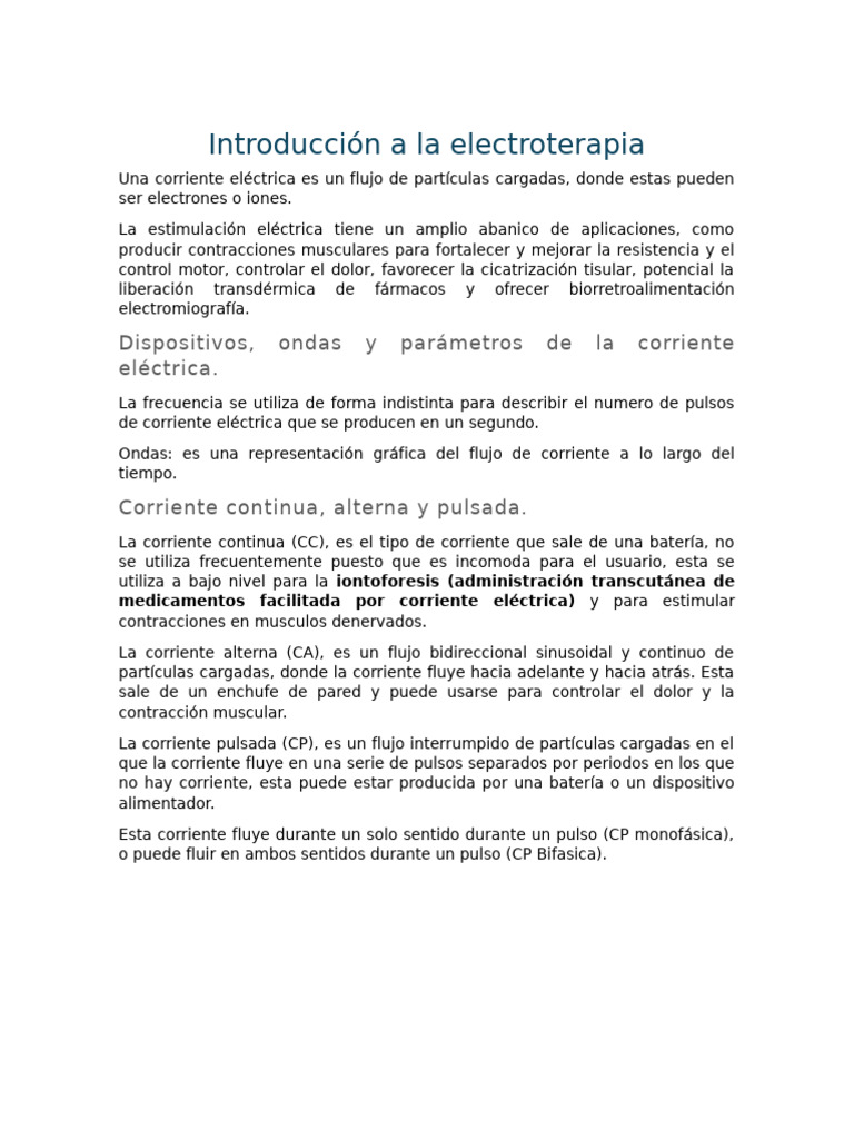 Introducción A La Electroterapia | PDF
