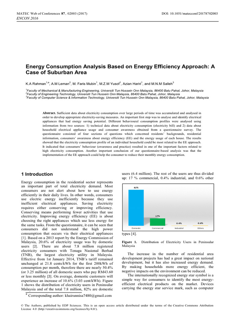 Matecconf Encon2017 02003 | PDF | Energy Conservation | Electric Power ...