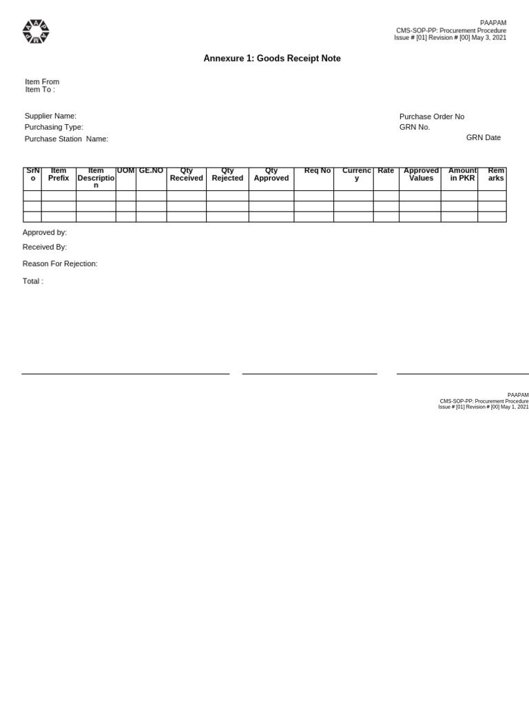 Good Receipt Note | PDF