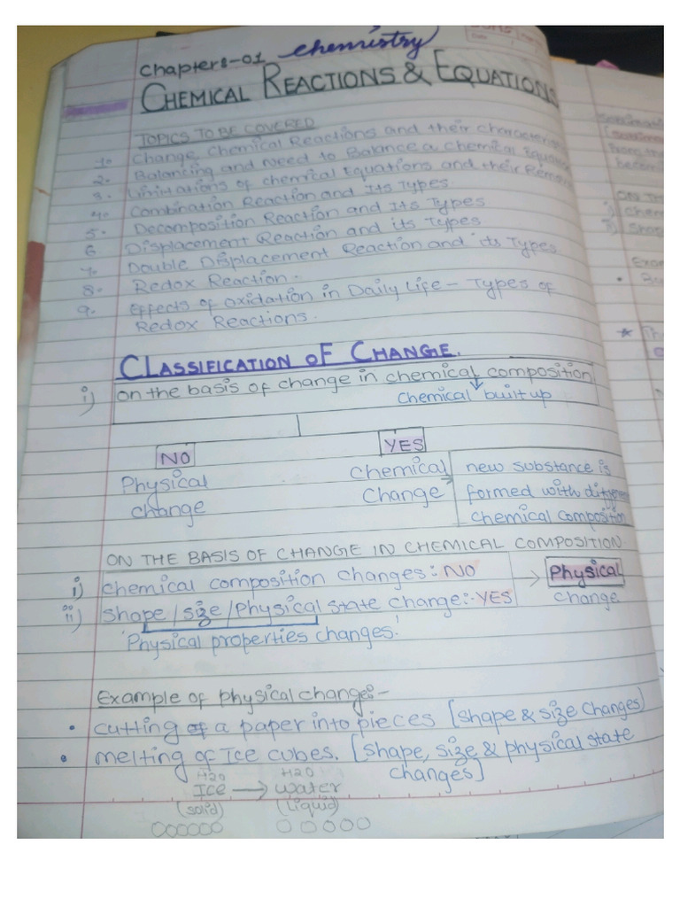 Class 10 CH 1 Chemical Reactions ND Equations | PDF
