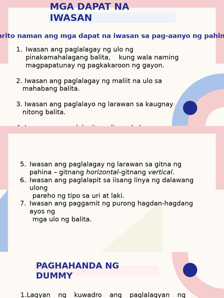Mga Dapat Na Iwasan at Paghahanda NG Dummy | PDF