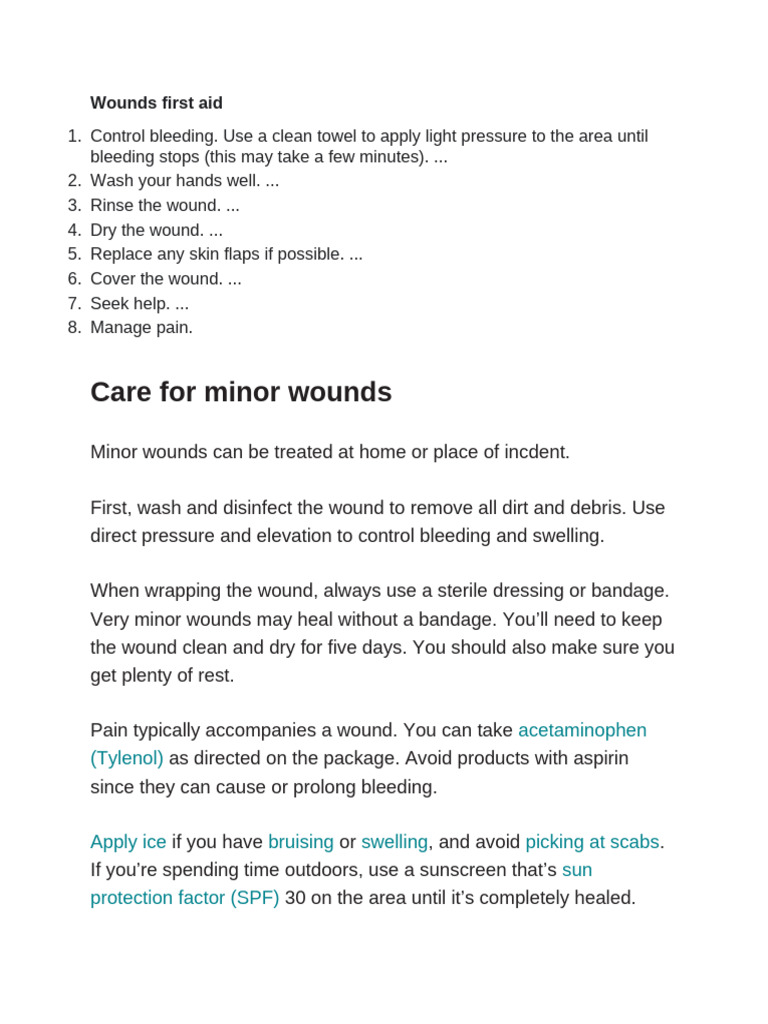 Wounds First Aid | PDF