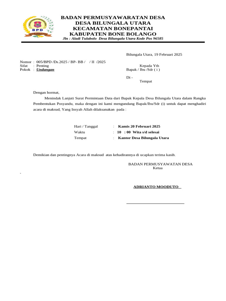 Undangan BPD | PDF