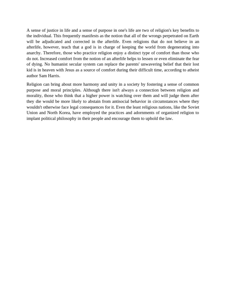 Positive Effects of Religion on Life | PDF