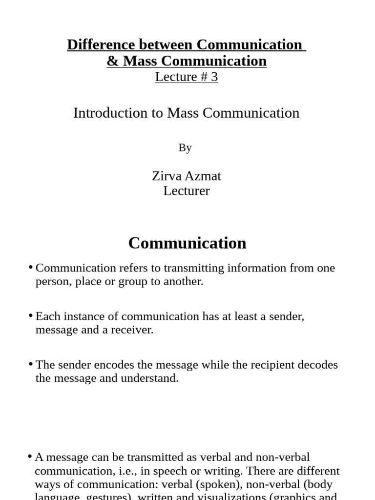 Lec-3 (Difference Between Communication) | PDF | Communication | Nonverbal Communication
