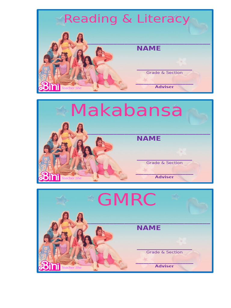 Subject Notebool Labels Bini | PDF