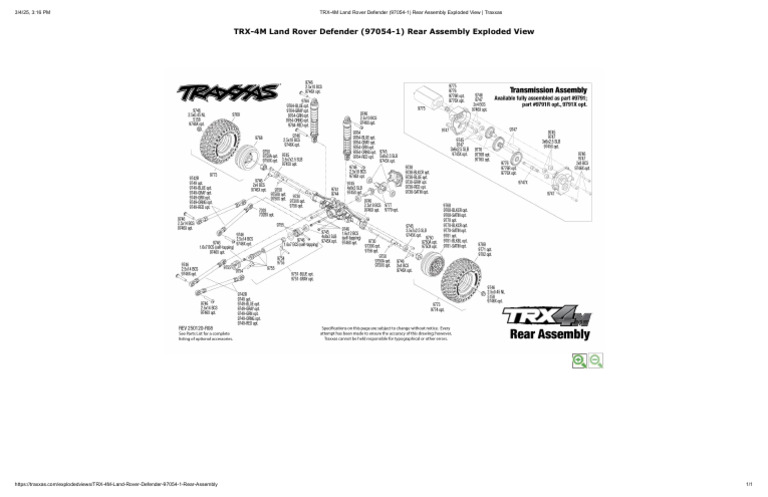 TRX-4M Land Rover Defender (97054-1) Rear Assembly Exploded View ...