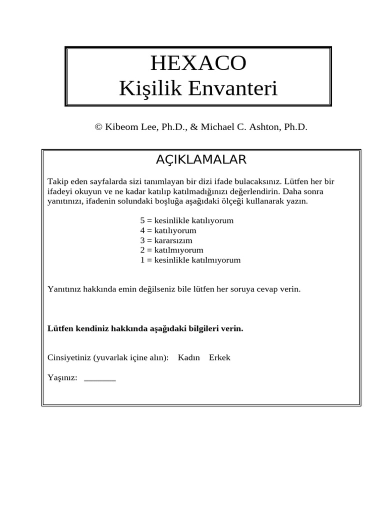 Hexaco Kişilik | PDF
