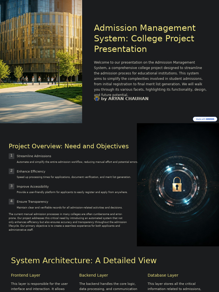 Admission Management System College Project Presentation | PDF ...