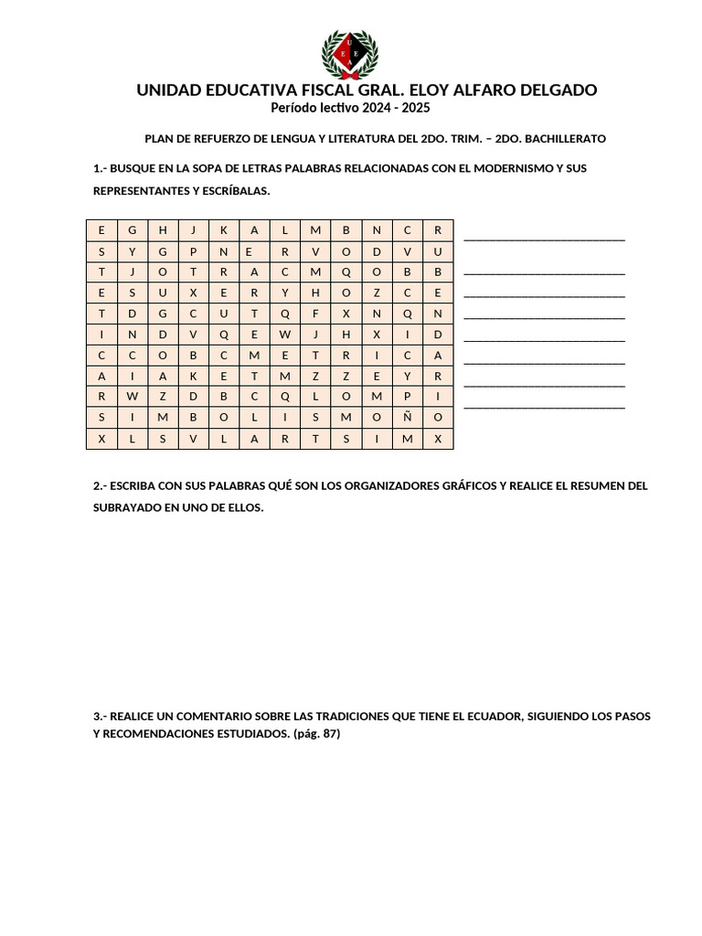Plan de Refuerzo - 2do. Trim. Lengua y Lit. - 2do. Bach. | PDF | Lengua española | Comunicación ...