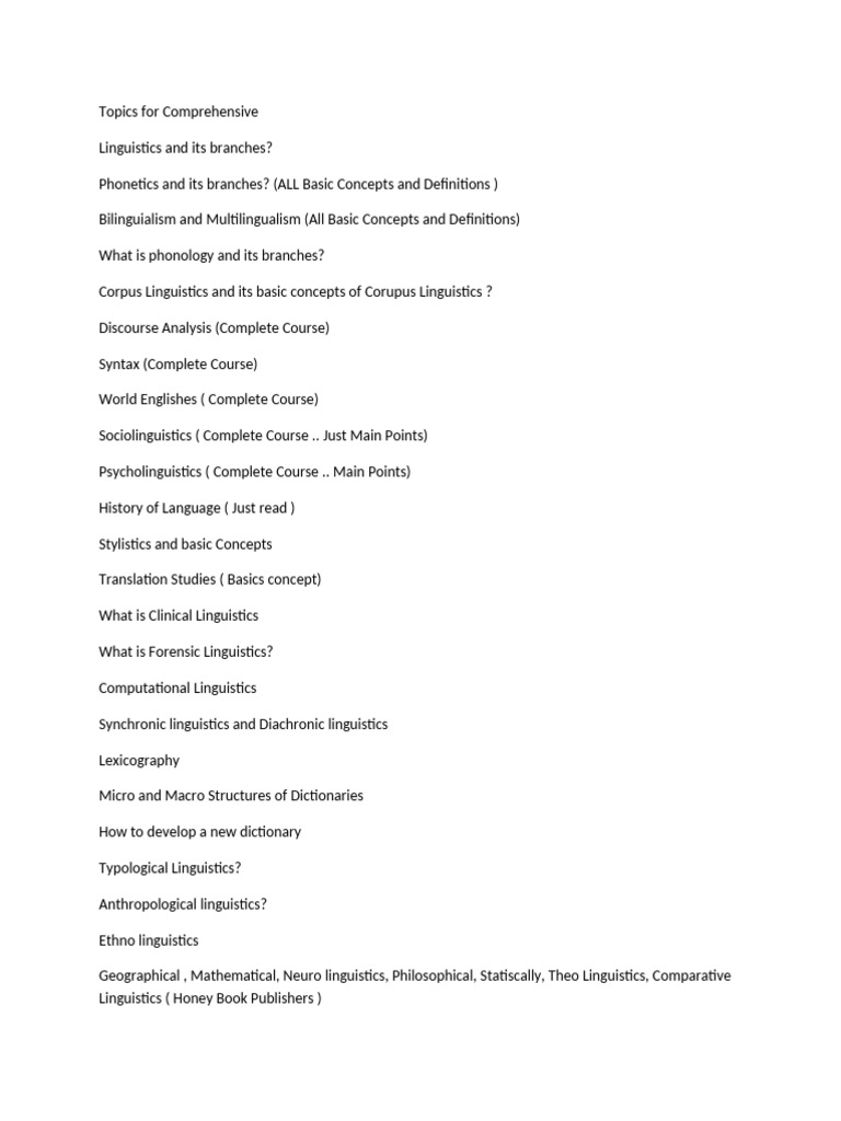 Additional Topics For Comprehensive | PDF