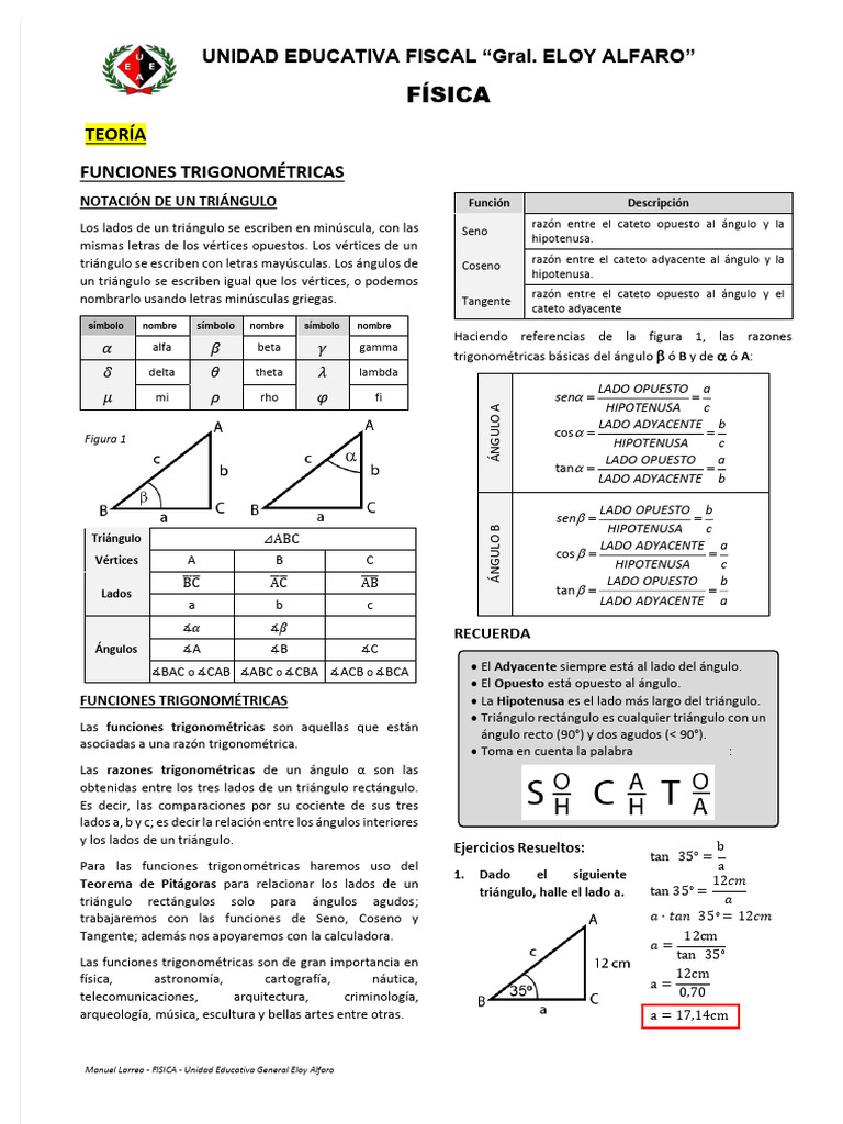 Funciones Trigonométricas | PDF | Triángulo | Funciones trigonométricas