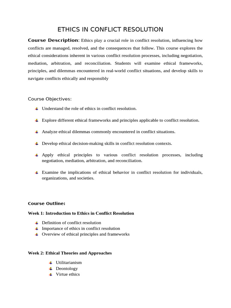 Ethics in Conflict Resolution | PDF | Restorative Justice | Conflict Resolution