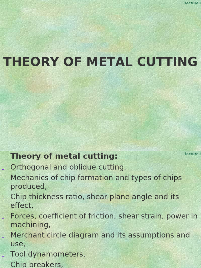 Theory of Metal Cutting - 29.01.2025 | PDF | Wear | Fracture