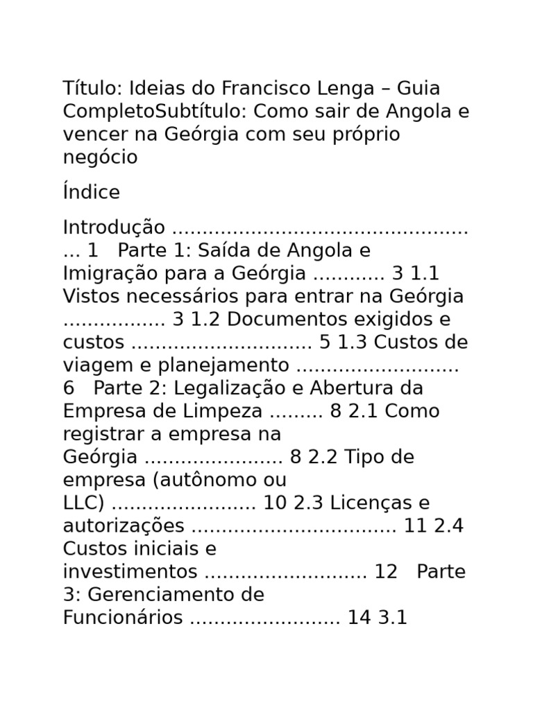 Guia Completo para Imigrar e Empreender na Geórgia | PDF | Visto para ...