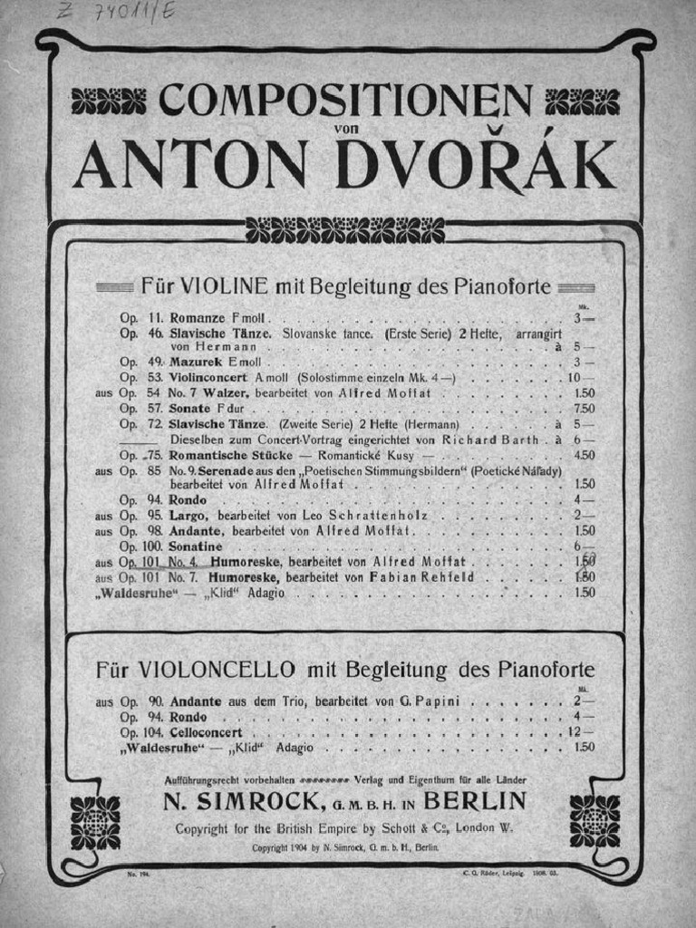 Dvorak Humor Esq e 4 Re Minor | PDF