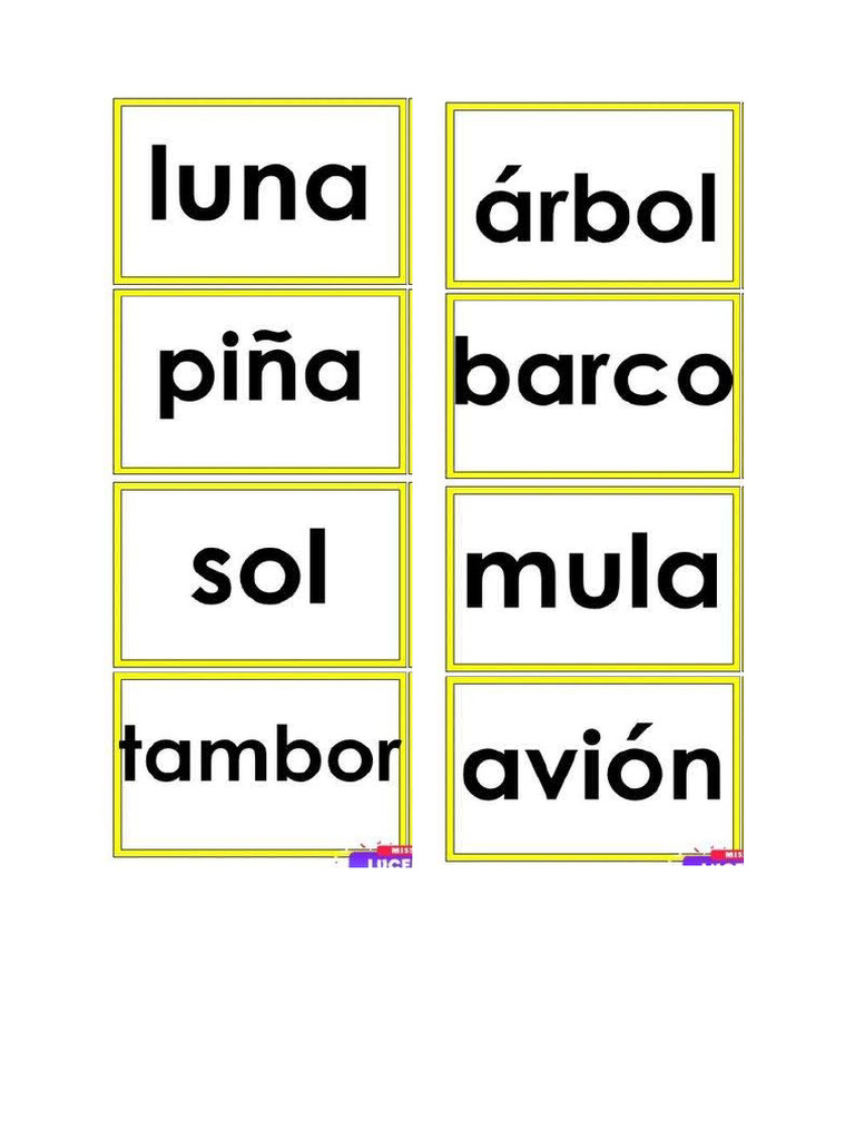 Tarjetas de Palabras | PDF