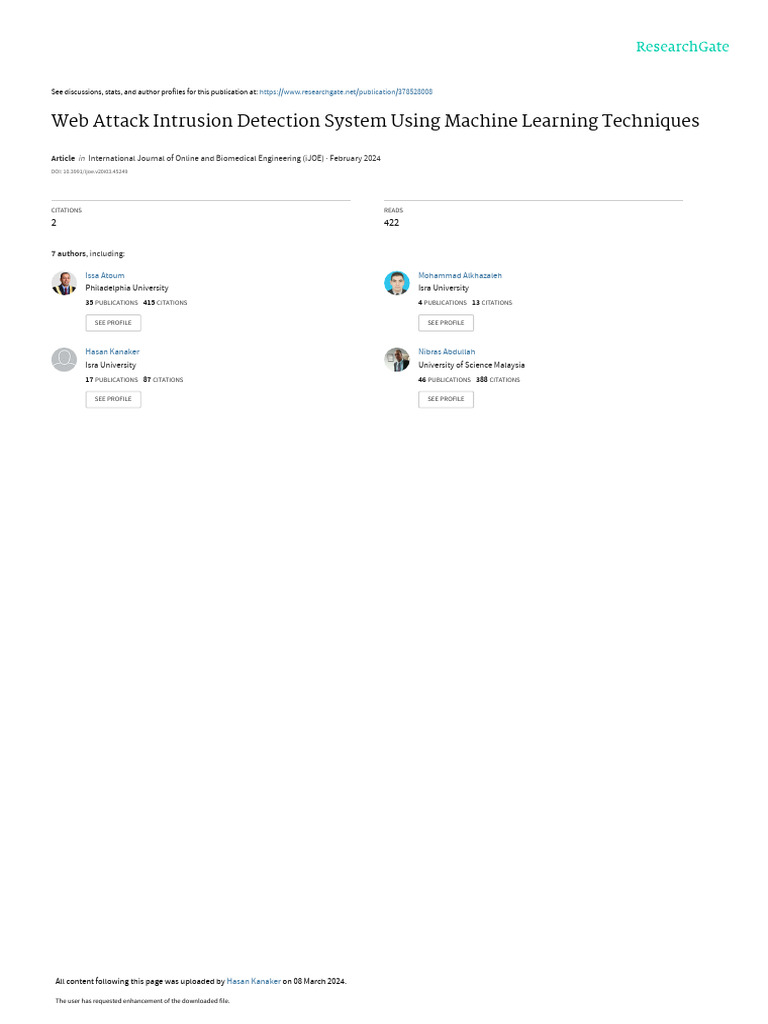 Web Attack Intrusion Detection System Using Machine Learning Techniques ...