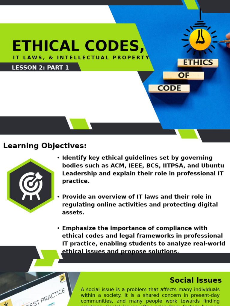 Lesson 2 Part 1 - Ethical Codes | PDF | Integrity | Leadership