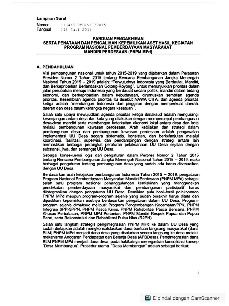 Surat Penghentian PNPM MPD TH 2015 | PDF