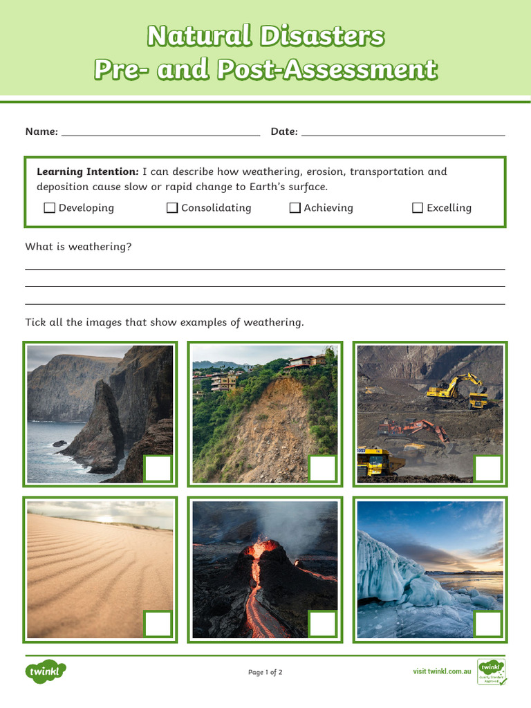 Au ST 1701228173 Natural Disasters Pre and Post Assessment Ver 1 | PDF ...