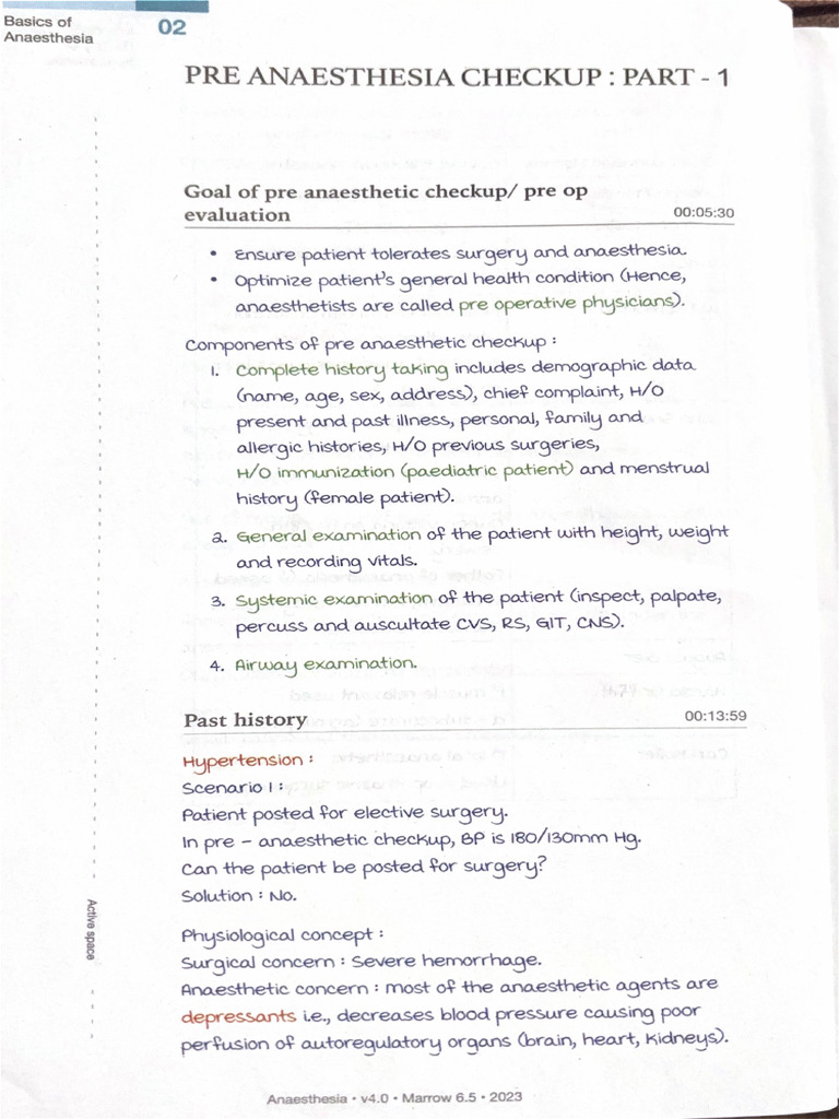 Pre Anesthetic Check | PDF