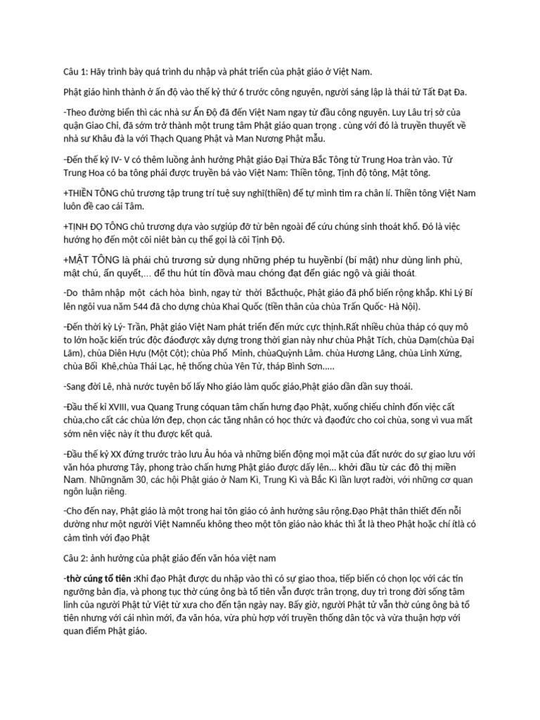 câu hỏi CSVHVN | PDF