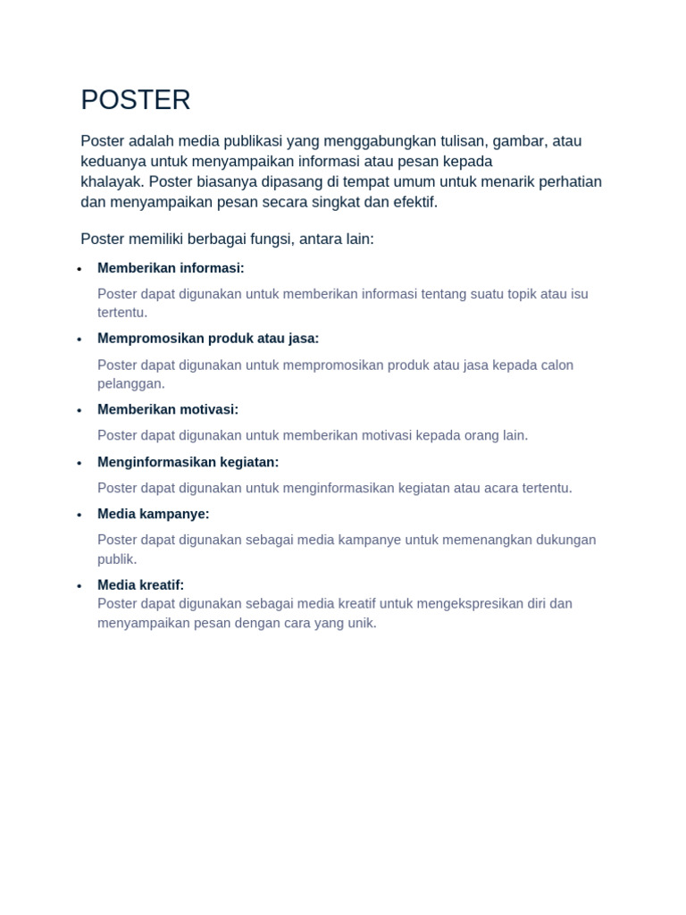 Jenis dan Fungsi Poster dalam Publikasi | PDF