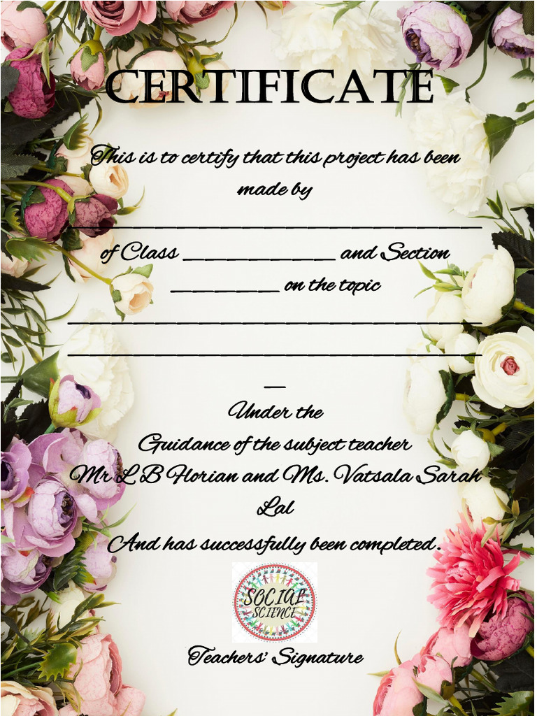 Social Science Certificate-1 | PDF