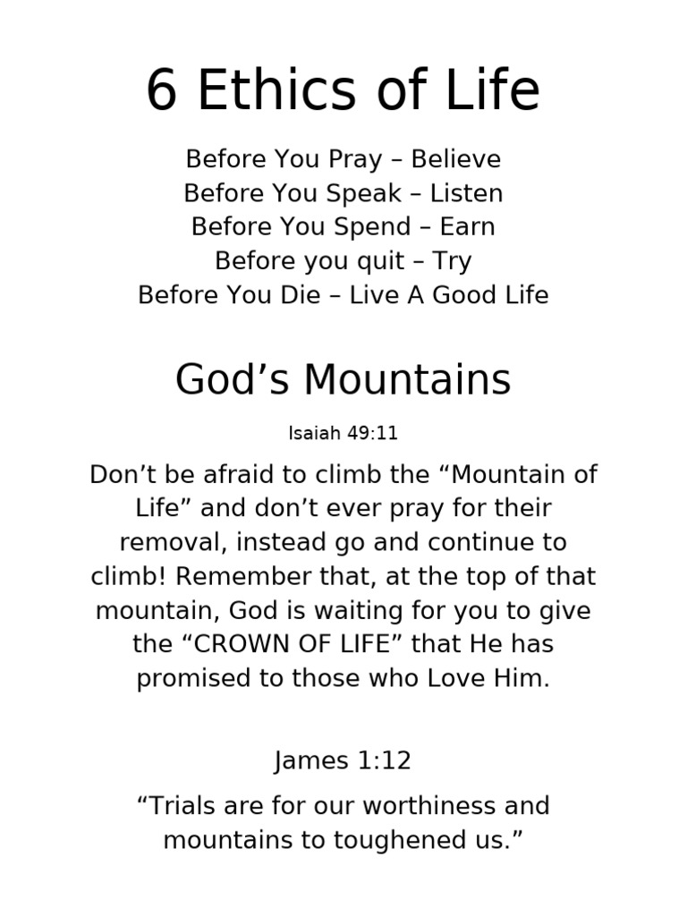 6 Ethics of Life and God's Mountains | PDF