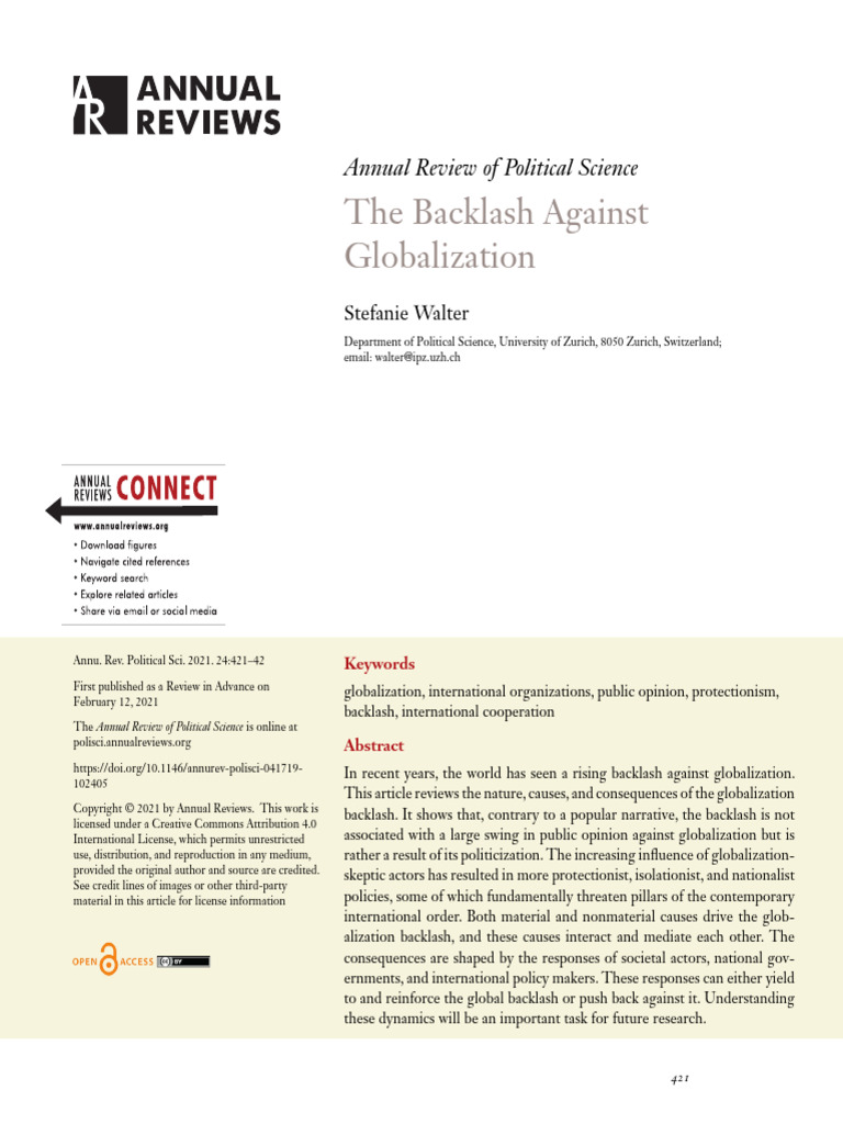 2021 The Backlash Against Globalization | PDF | Globalization | Populism