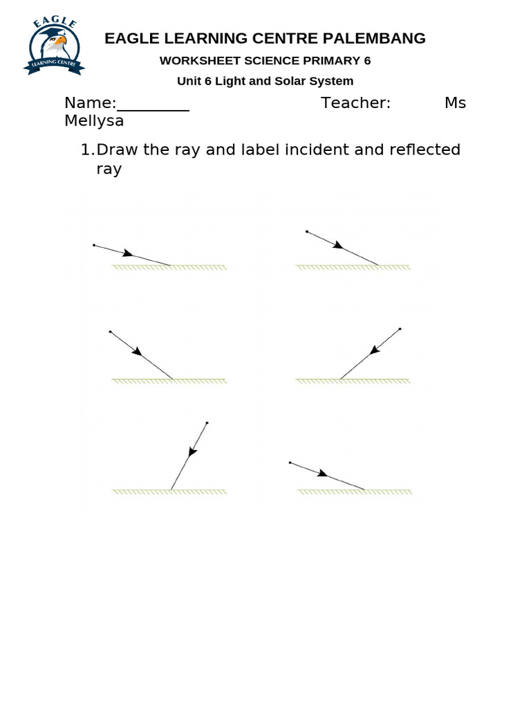 Unit 6 Light and Solar System Ws 2 | PDF