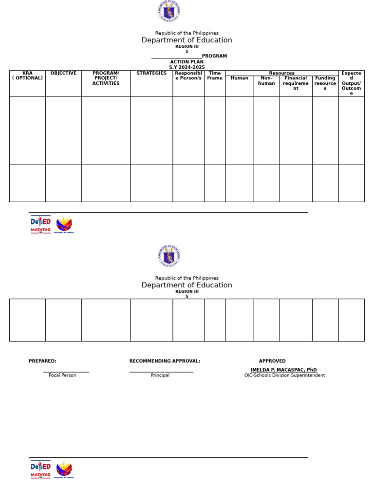 CID Template Action Plan 2024-2025 | PDF