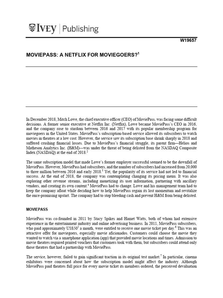 MoviePass: Challenges and Strategies | PDF | Movie Theater ...