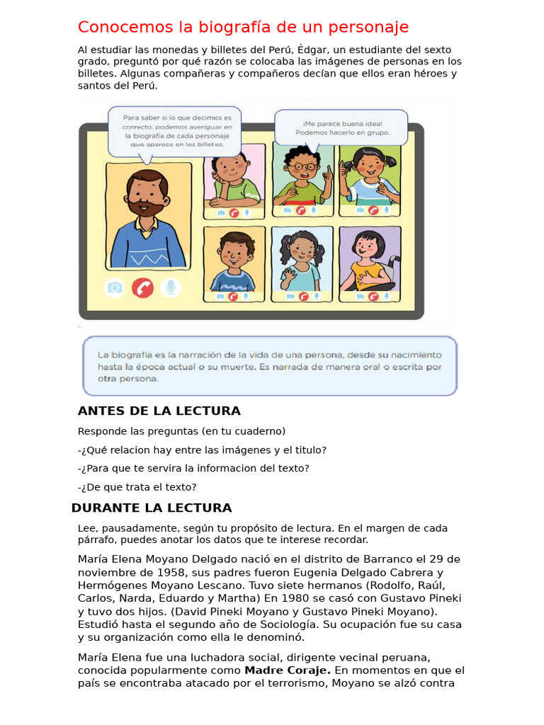 Biografía de María Elena Moyano | PDF