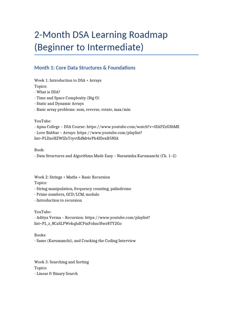 DSA Roadmap | PDF | Computer Programming | Algorithms