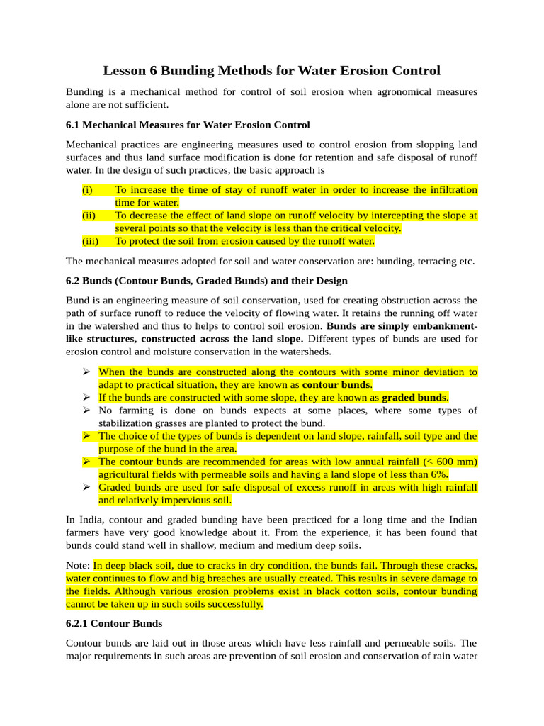 Bunding Methods for Erosion Control | PDF | Surface Runoff | Erosion