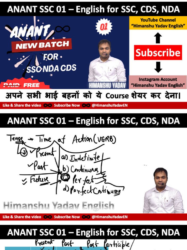 Class 01 Class PPT Anant Batch For SSC NDA CDS State Level Exams | PDF
